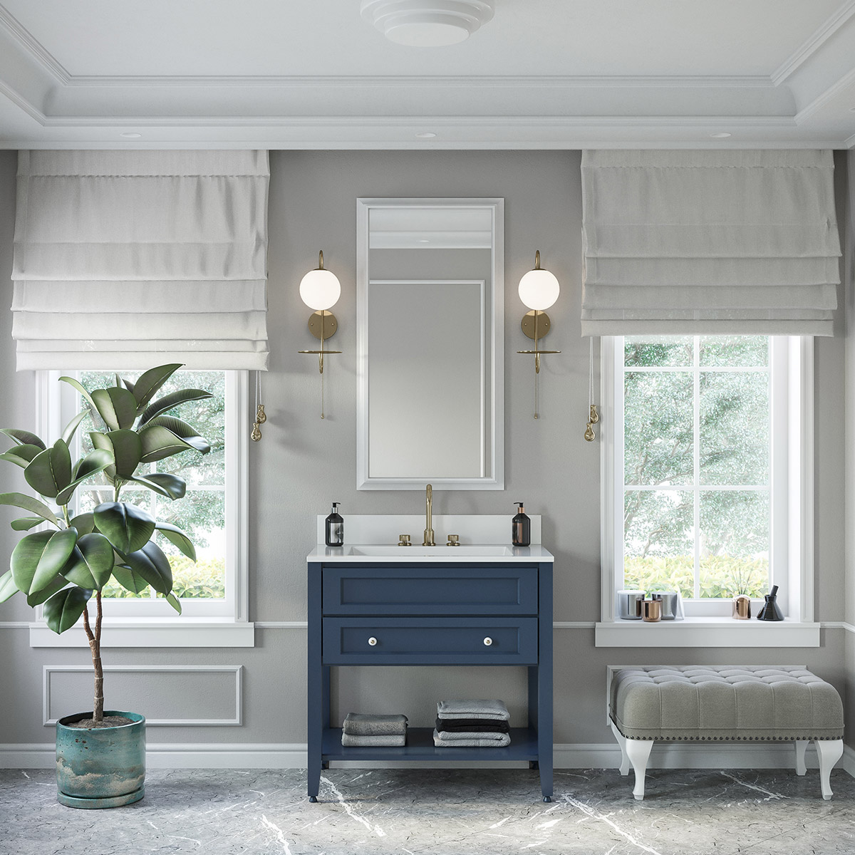 2-Piece Florence Midnight Blue 36" Vanity Set #3 | RTA Cabinet Store