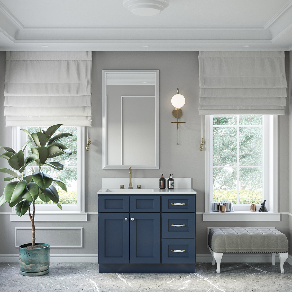 3-Piece Florence Midnight Blue 42" Vanity Set #2 | RTA Cabinet Store