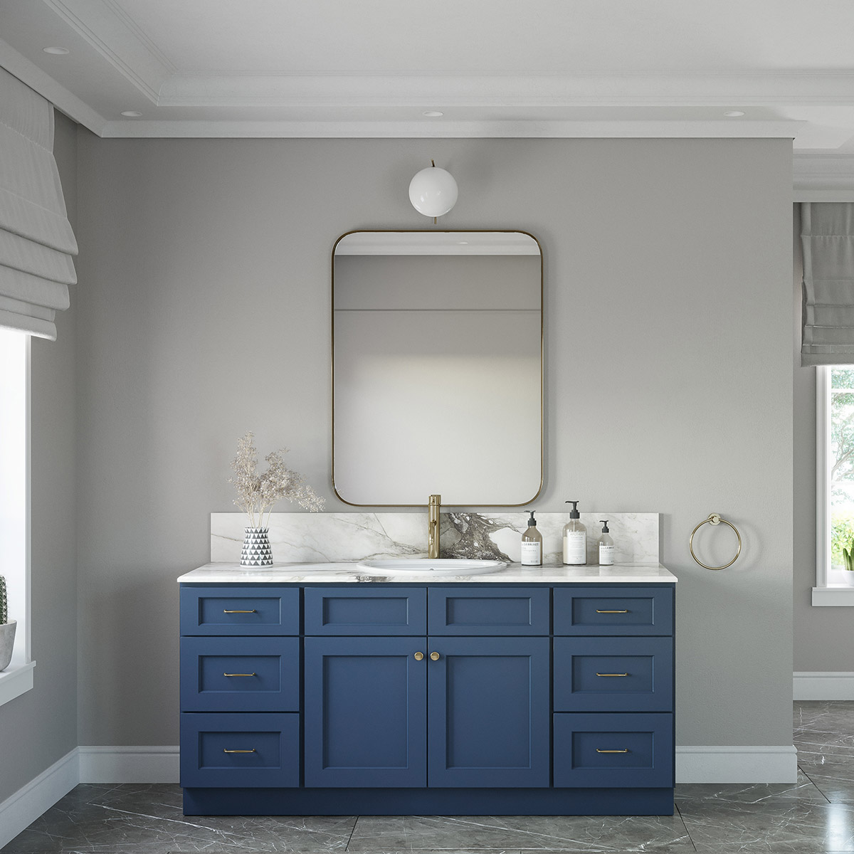 4-Piece Florence Midnight Blue 72" Vanity Set #4 | RTA Cabinet Store