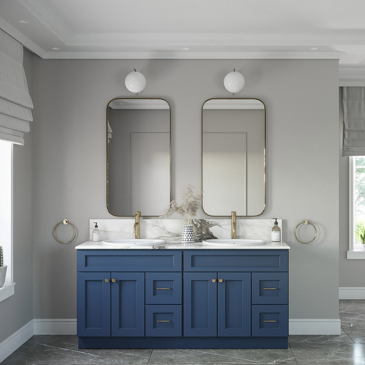 3-Piece Florence Midnight Blue 72" Vanity Set #4 | RTA Cabinet Store