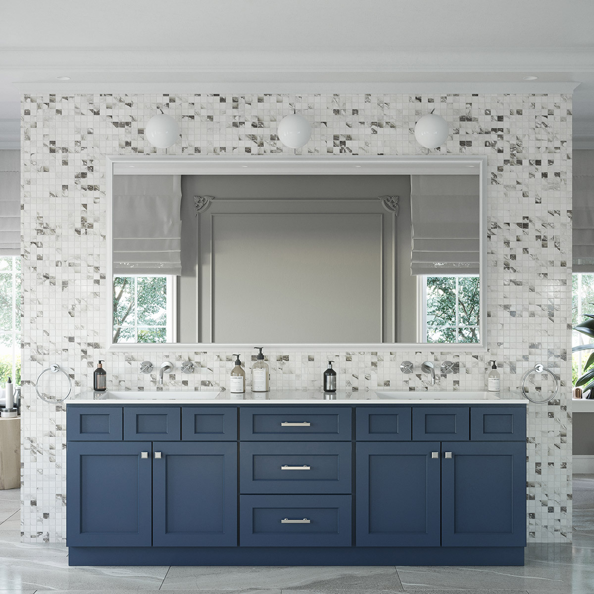 4-Piece Florence Midnight Blue 96" Vanity Set #2 | RTA Cabinet Store