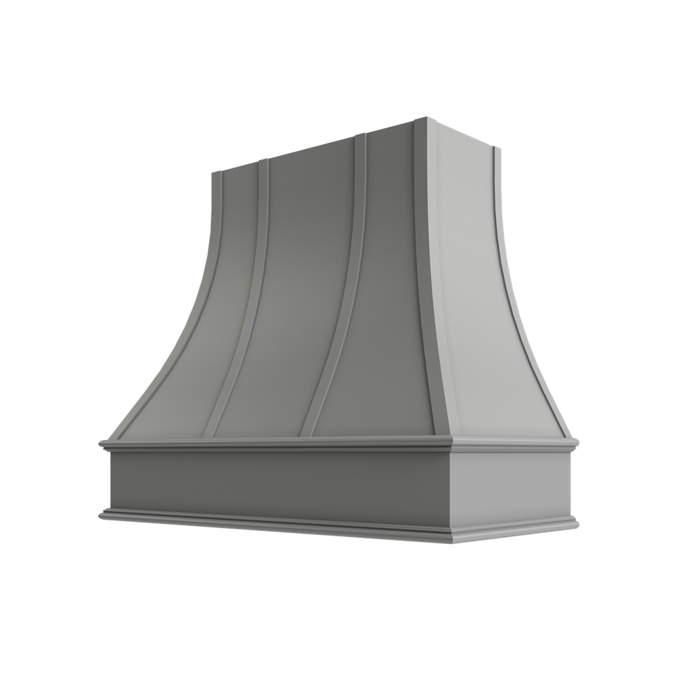 Florence Grey Curved Hood with Strapping Flat Trim - 48" W x 36" H ...